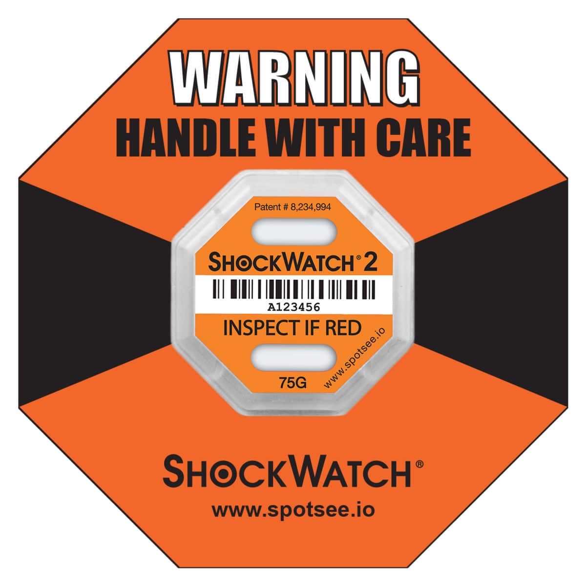 Impact and tilt detection label - ShockWatch 2 - SpotSee - tamper ...