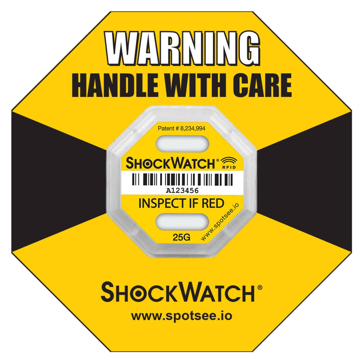 Impact and tilt detection tag - ShockWatch® - SpotSee - RFID / UHF ...