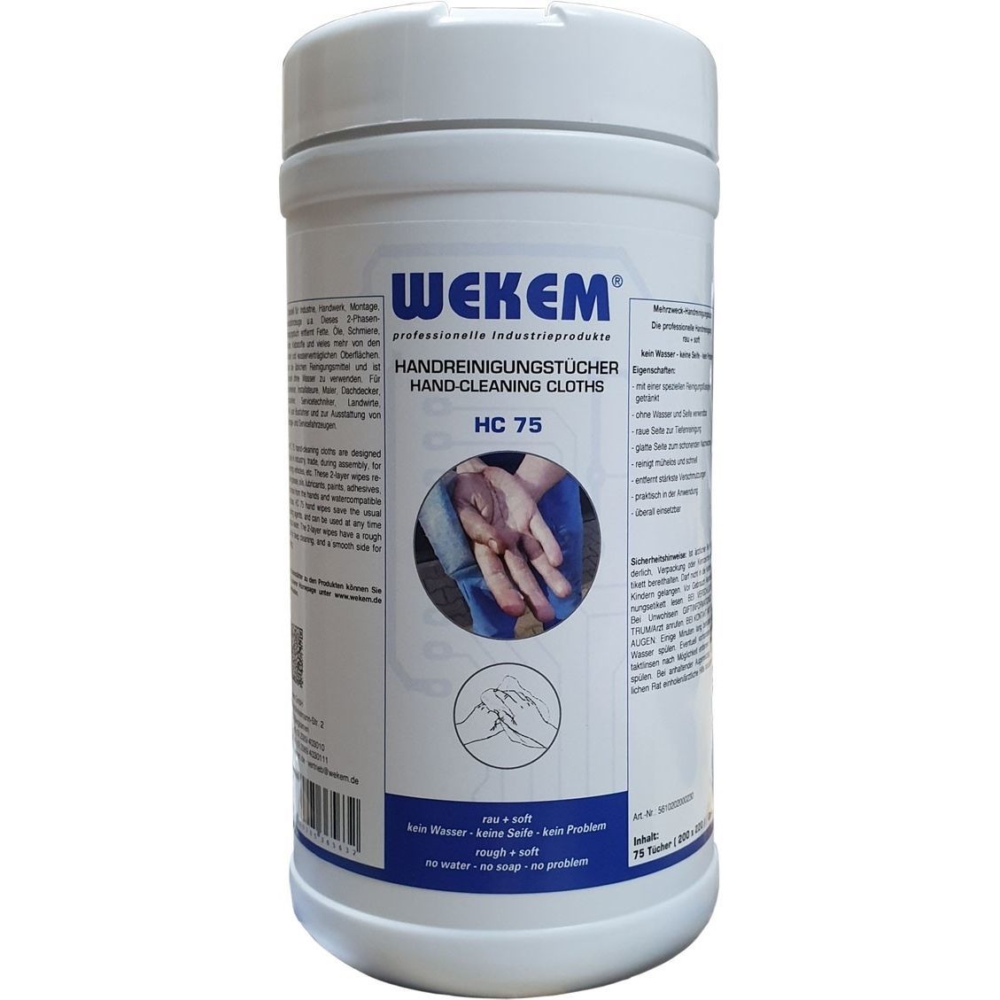 Hand cleaning wipe - HC 75 - Wekem - for industrial applications