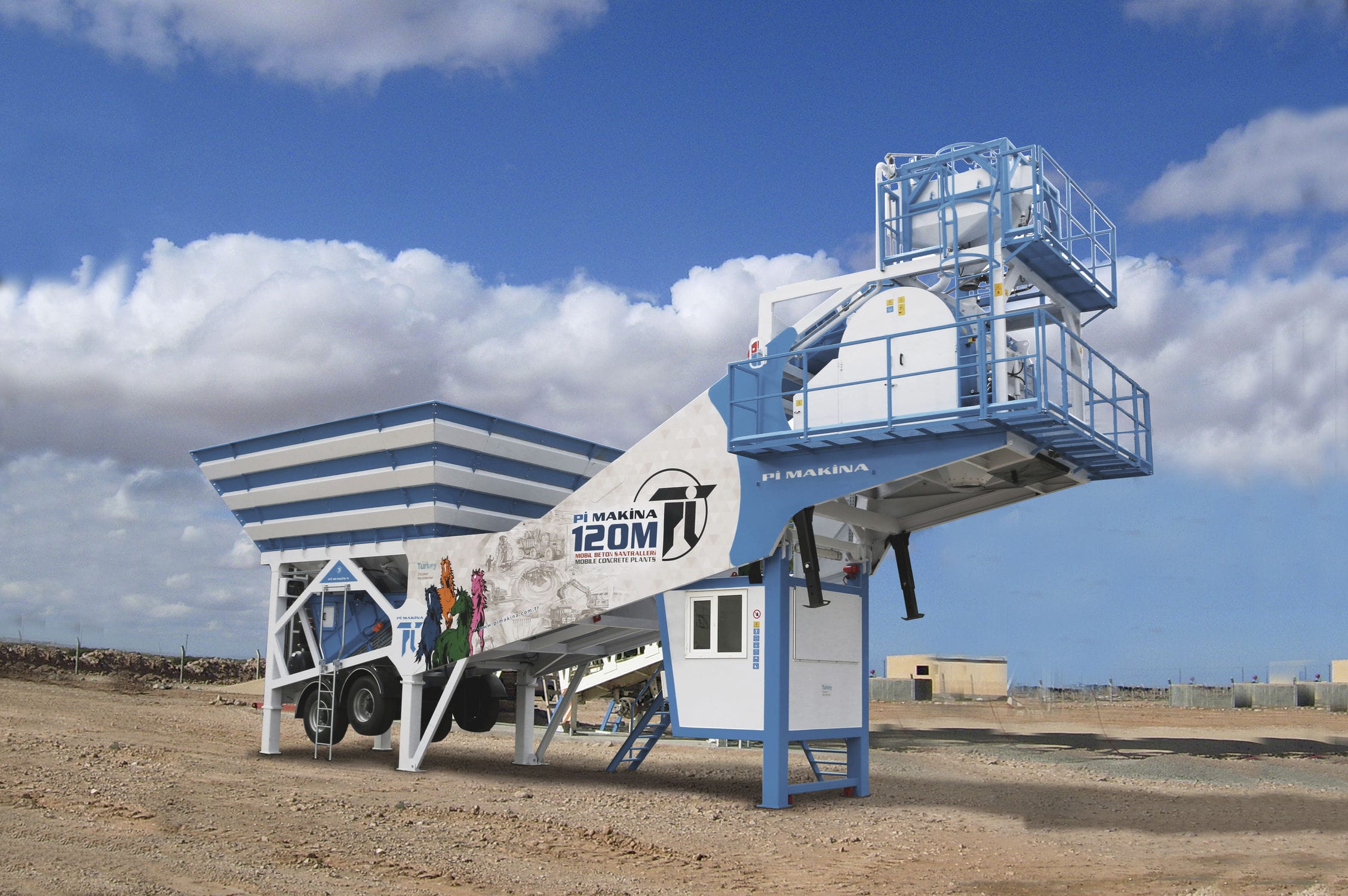 Mobile concrete batching plant - Pi 100 MTS - Pi Makina Construction Machines - special / twin-shaft