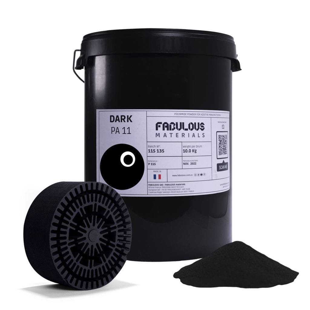 SLS 3D printing powder - DARK PA11 black - FABULOUS - nylon / PA / wear ...