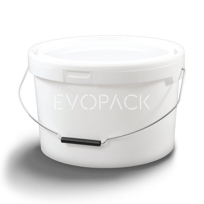Plastic pail - 80116 - EVOPACK - round / with lid / with handle