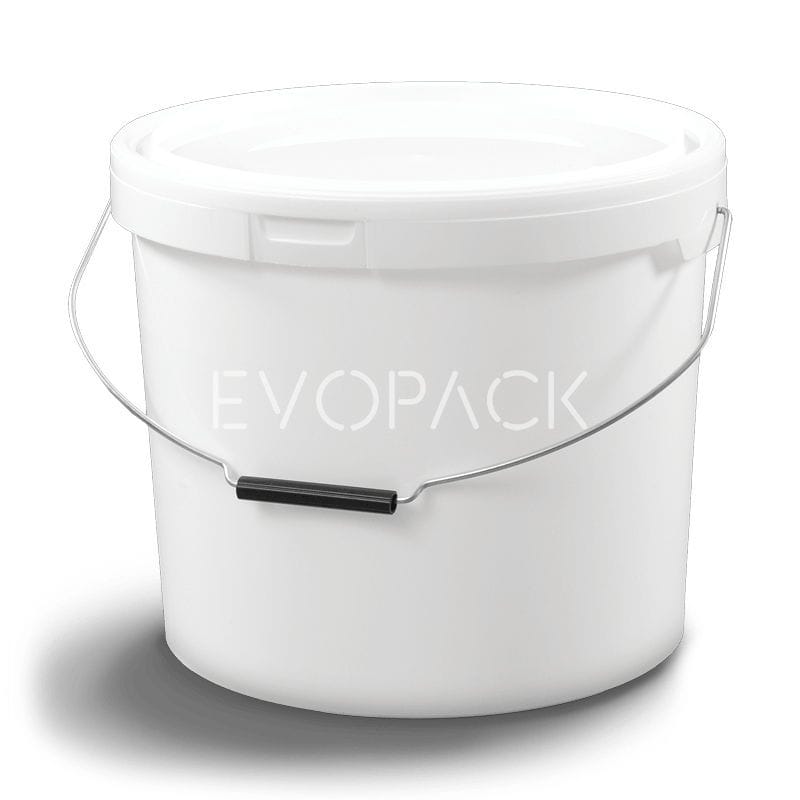 Plastic pail - 80011 - EVOPACK - round / with lid / with handle