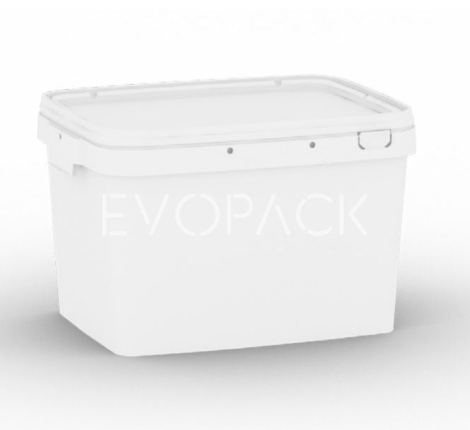 Plastic pail - 93601 - EVOPACK - rectangular / with lid / with handle