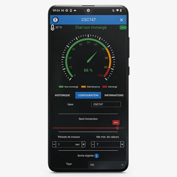 Control mobile app - OVERFLOW - IJINUS - configuration / data export / for flow meters