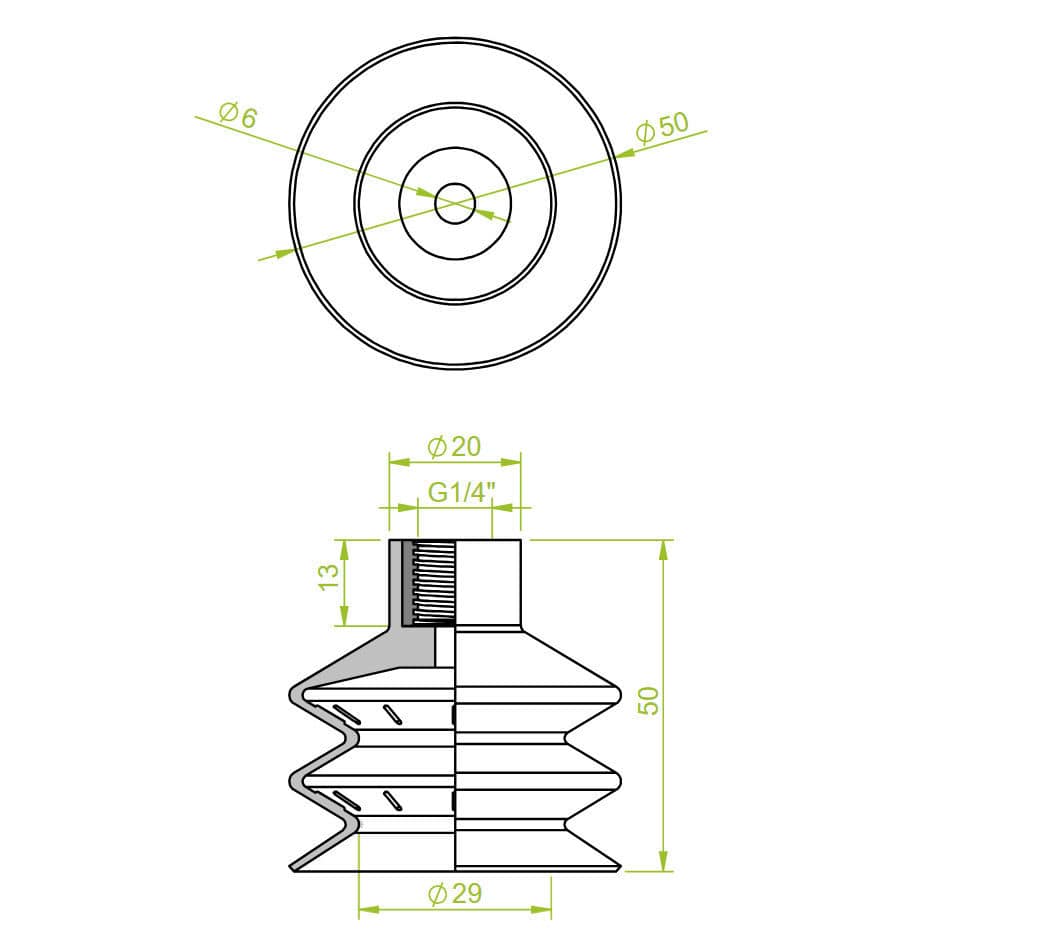 Bellows suction cup - 223.050.001.01 - Morali GmbH - silicone / NBR
