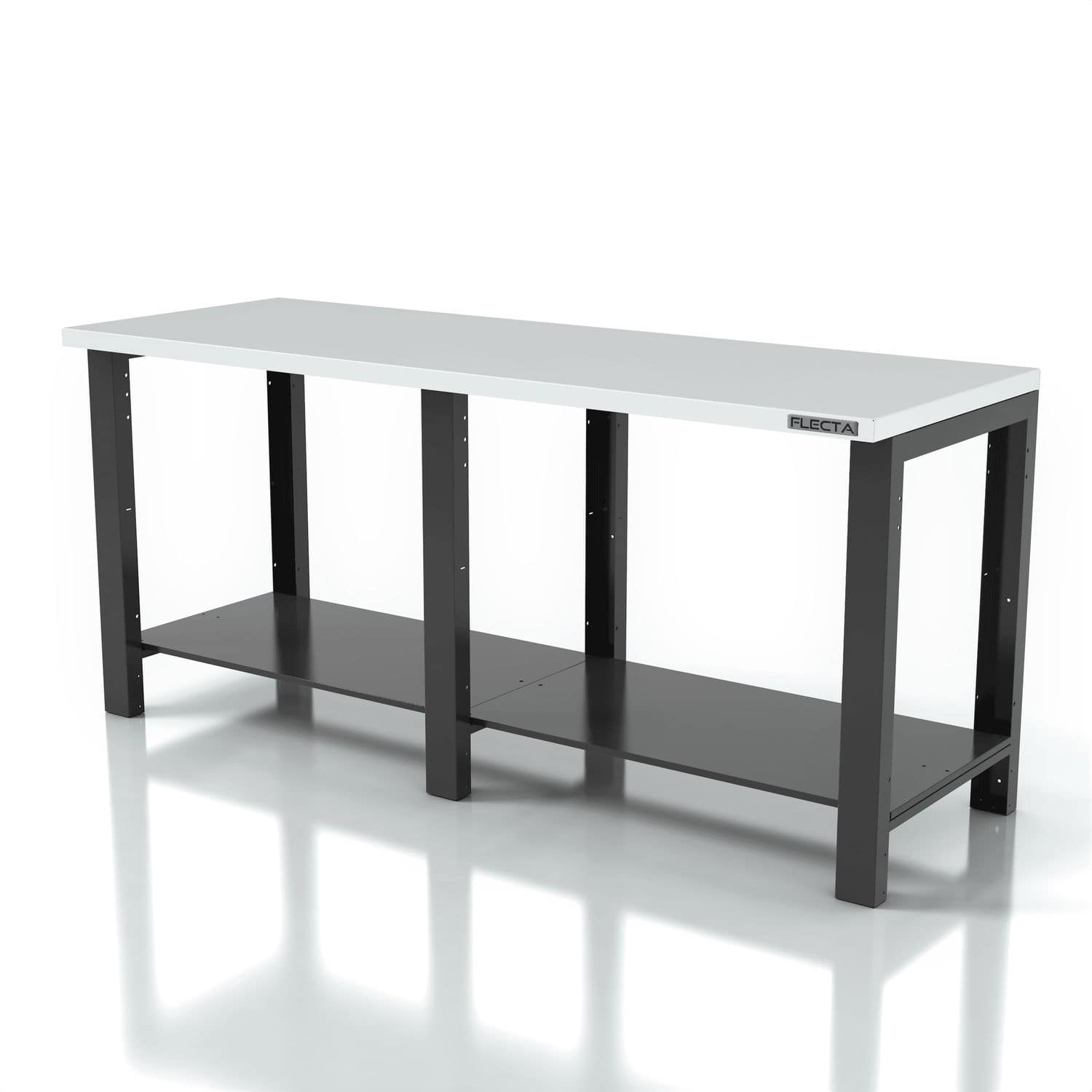 Stainless steel workbench - AR-FL043 - FLECTA - with shelves / rugged