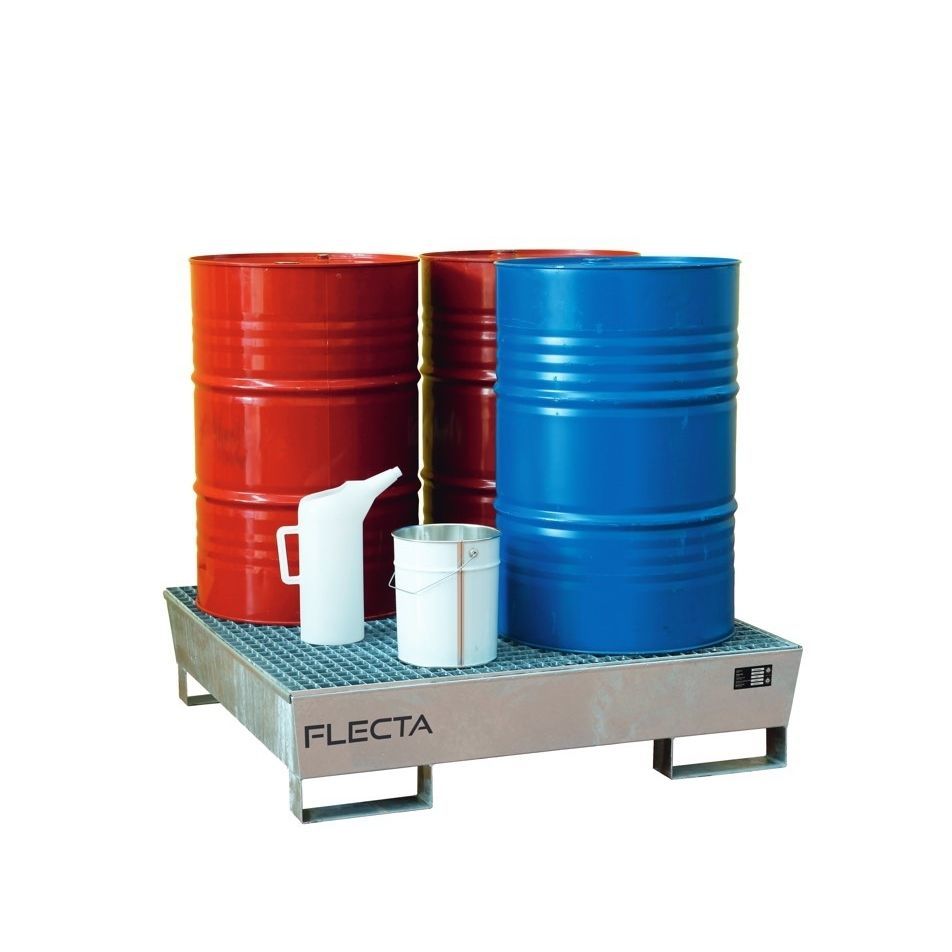4-drum containment bund - AR-FL079 - FLECTA - metal / with galvanized grid