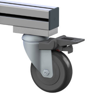 Swivel caster - 21.0031/0 - Minitec - base plate / with brake / rubber