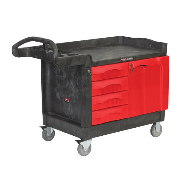 Metal workbench - FG453388BLA - Rubbermaid - 4-drawer / mobile / door