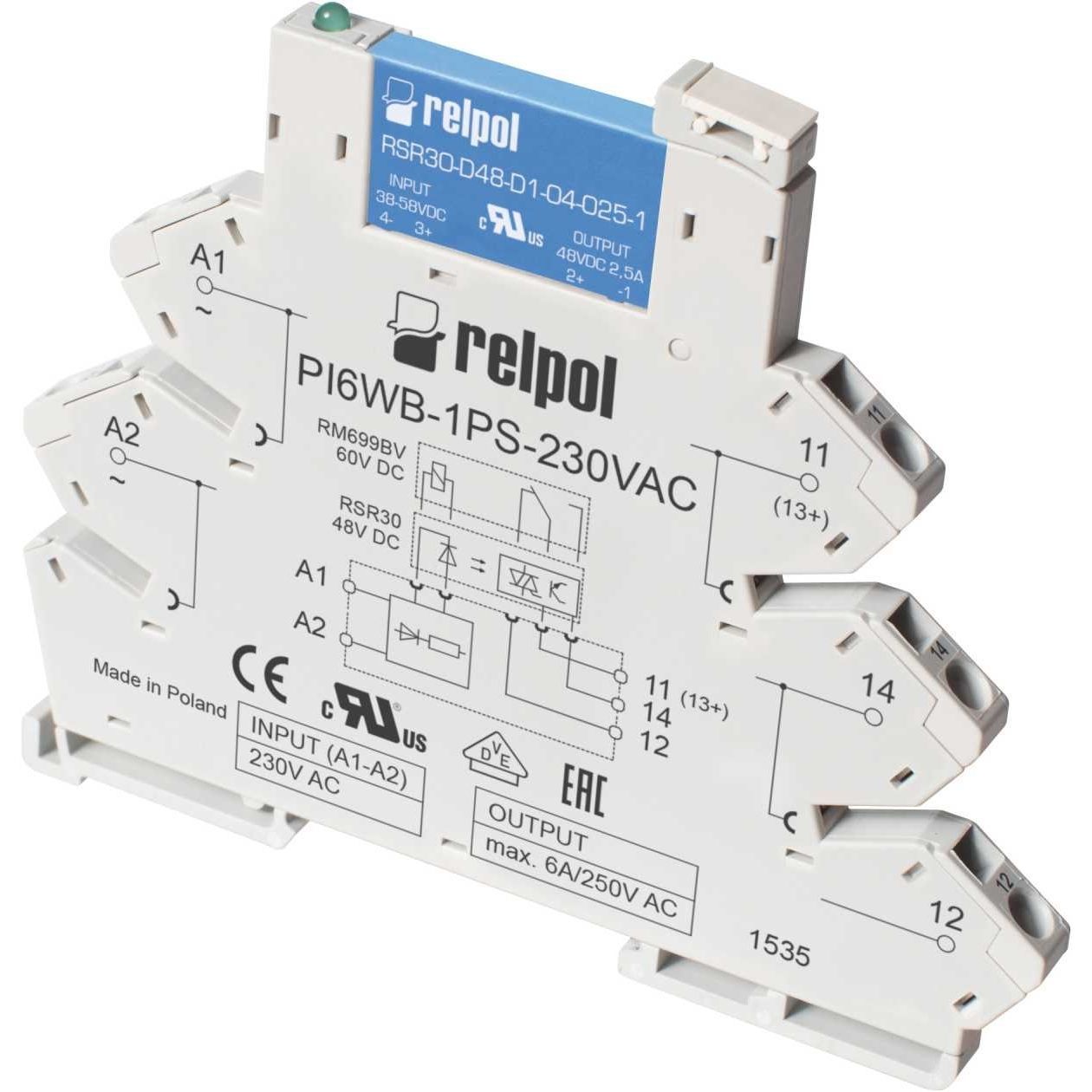 24VDC solid state relay - PIR6WB-1PS series - RELPOL - AC / miniature ...