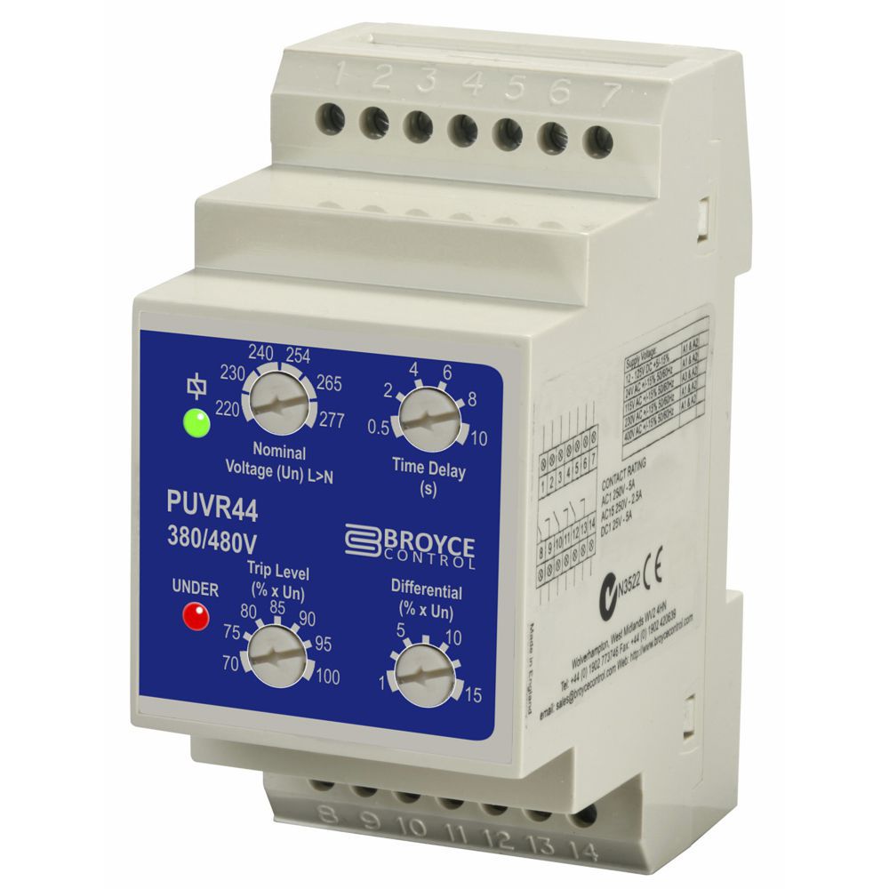Under-voltage protection relay - PUVR44 - Broyce Control - DPDT / three ...