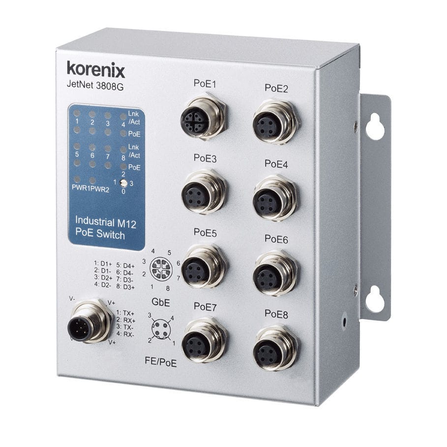 Unmanaged ethernet switch - JetNet 3808G-M12 - Korenix Technology - 8 ...