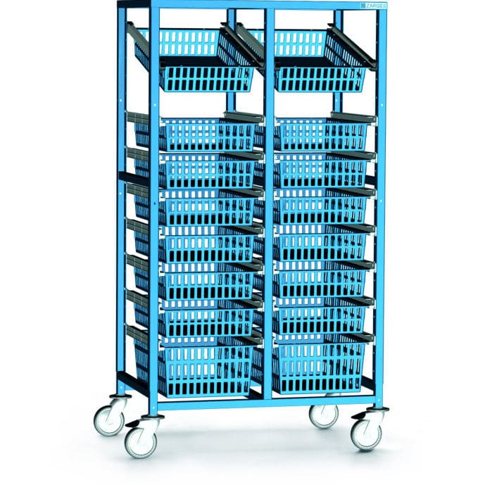 Storage trolley - 36 series - ZARGES - steel / 2 levels / with swivel casters