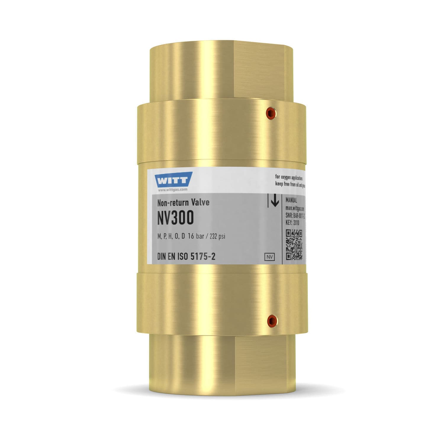 Gas non-return valve - NV300 - WITT-Gasetechnik - threaded / safety / brass