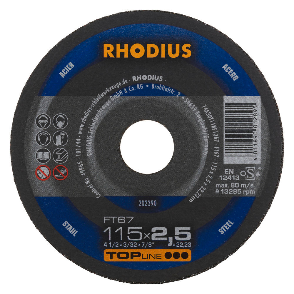 Cut-off wheel - FT67 - RHODIUS - flat / metal