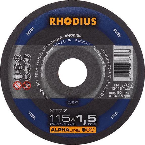 Steel cutting disc - XT77 - RHODIUS - thin