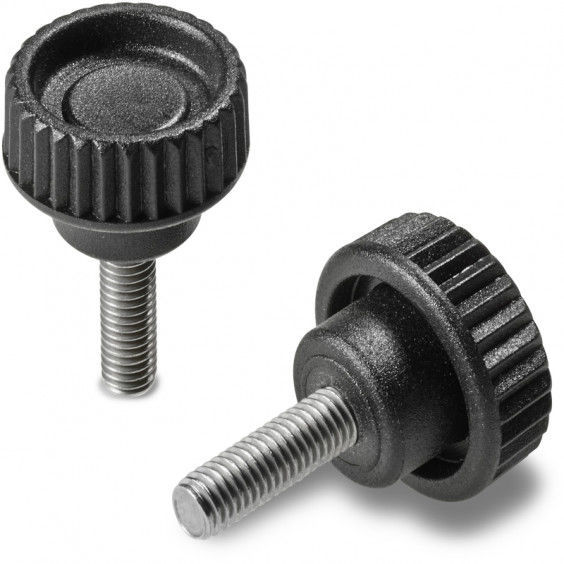 Threaded knob - H766CIN - Boteco - knurled / round / stainless steel
