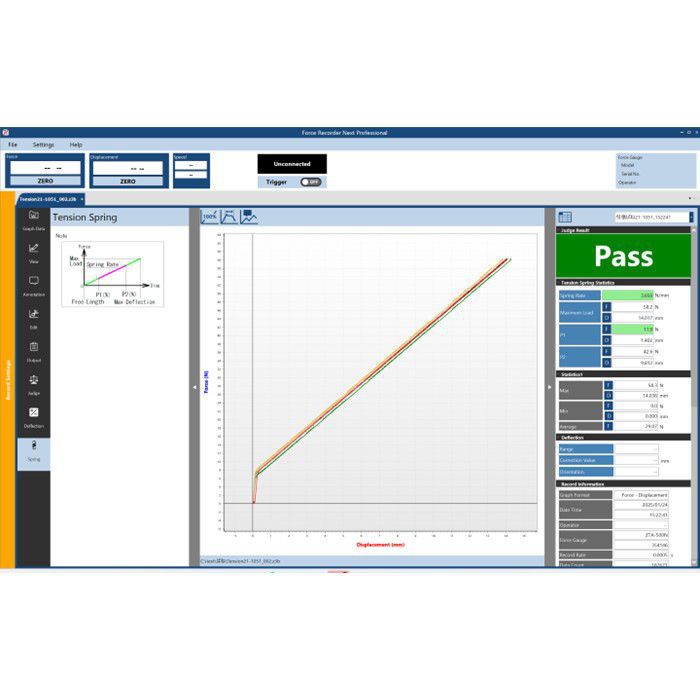 Spring compression software module - IMADA - calculation / for test ...