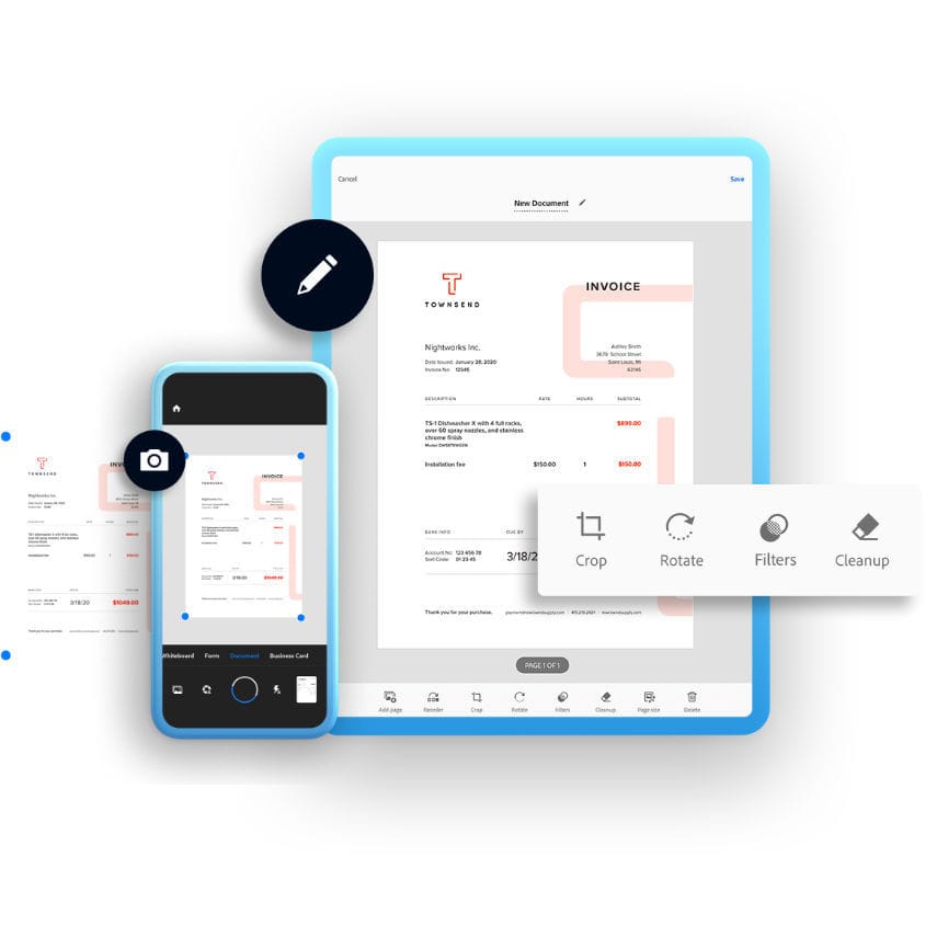 Quality mobile app - Scan - ADOBE - storage / scanner / cloud