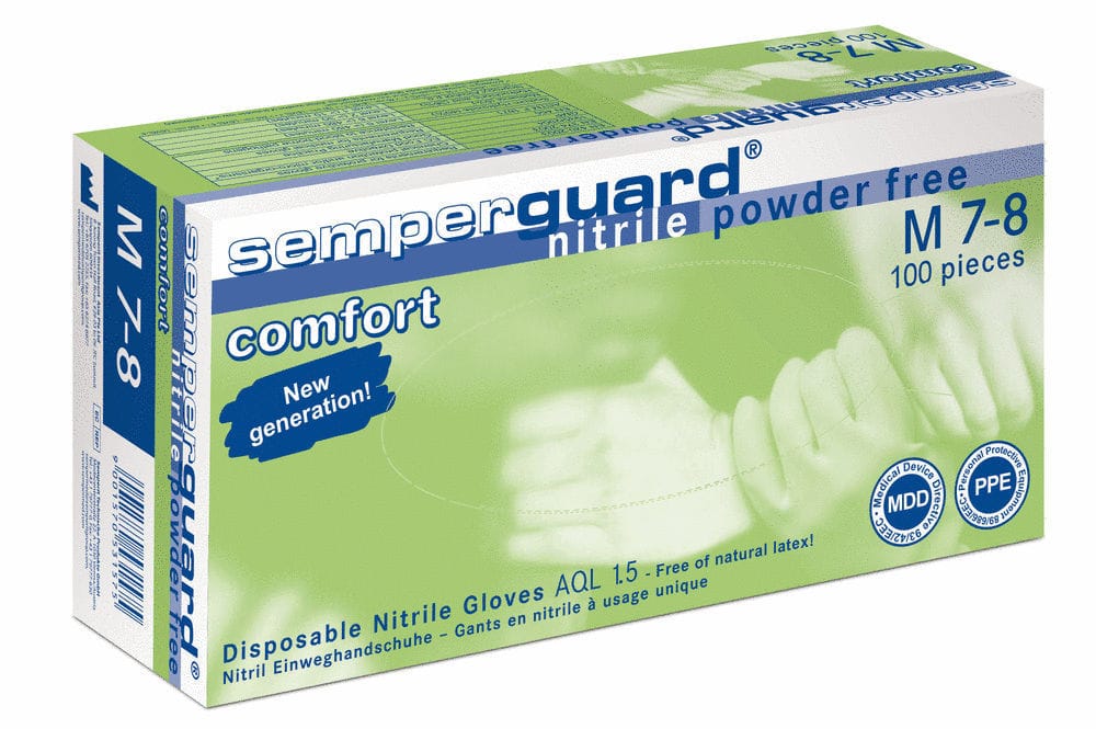 Clean room glove - Semperguard® Nitrile Comfort - Sempermed - chemical protection / nitrile / latex