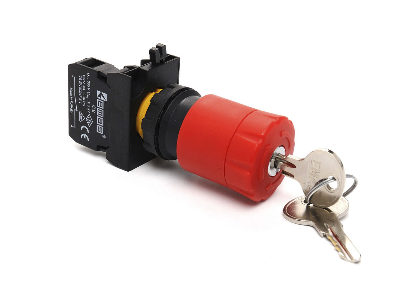 Mushroom push-button switch - CP200EA30 - EMAS - key lock ...