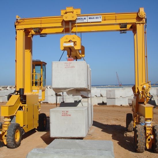 Precast beam straddle carrier - MST 80 - CIMOLAI TECHNOLOGY - rubber-tired