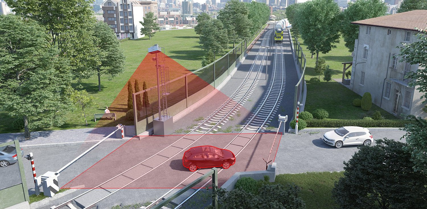 Level crossing obstacle detection system - LOD - Mermec - laser / infrared