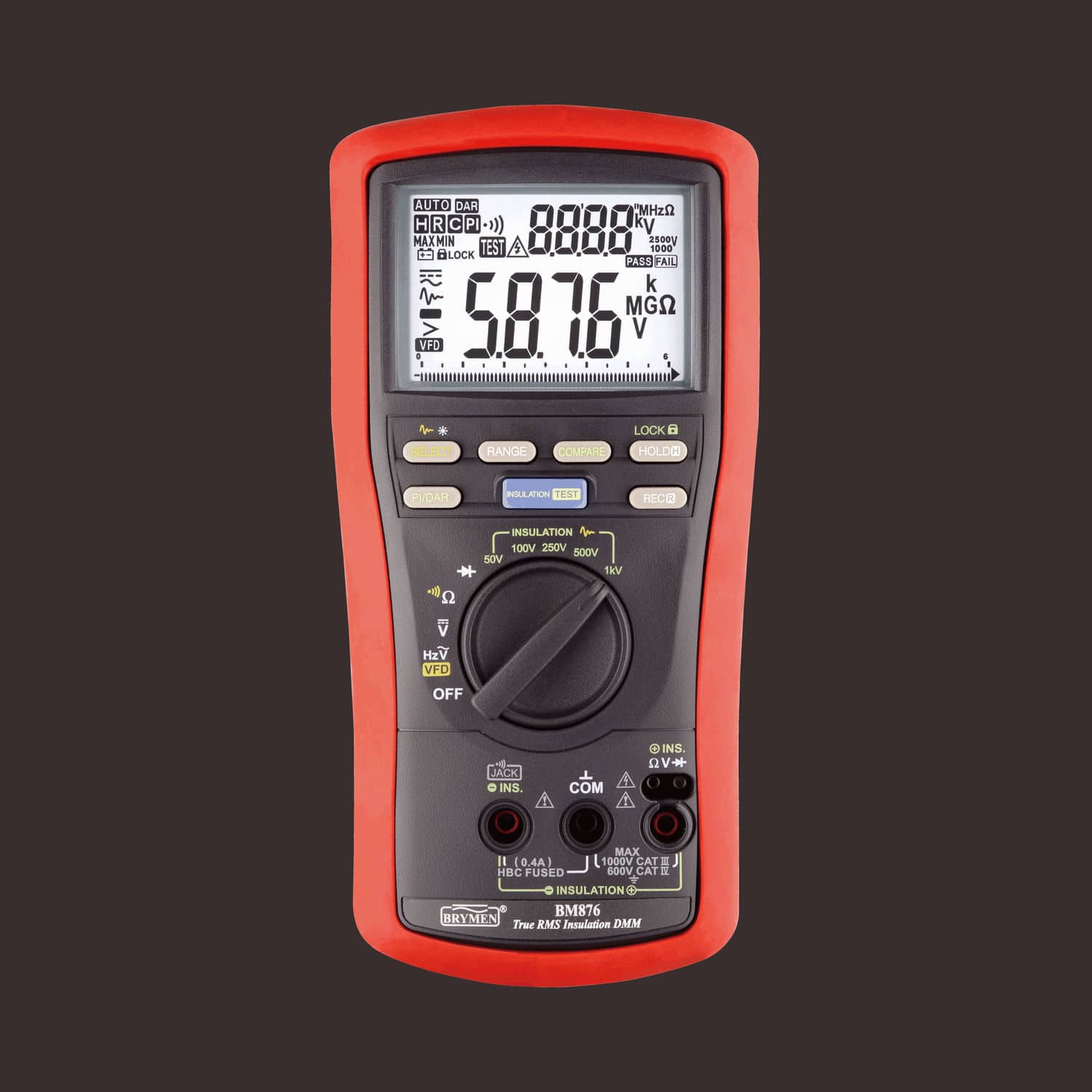 Multimeter with insulation tester - BM876 - BRYMEN - 6000 count digital ...
