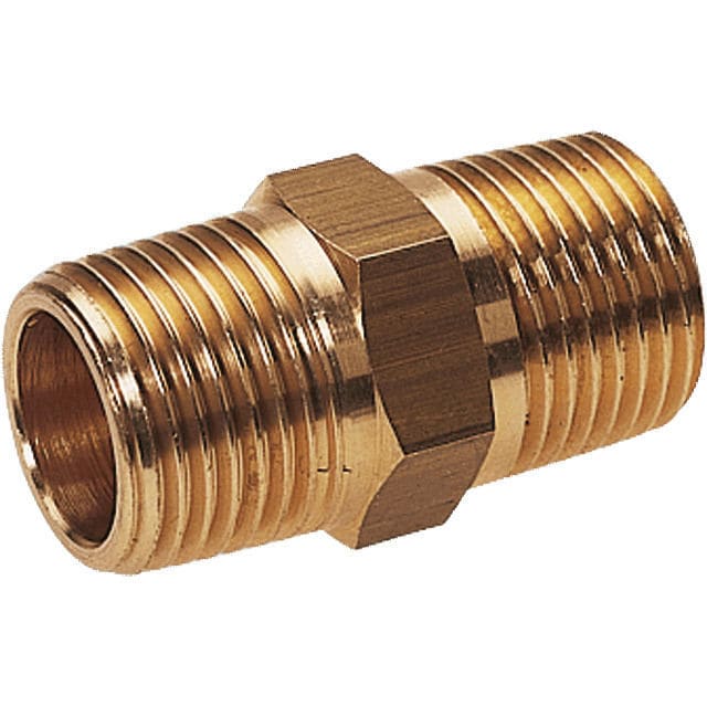 Brass nipple - 227085 - Mader - threaded / hexagonal / straight