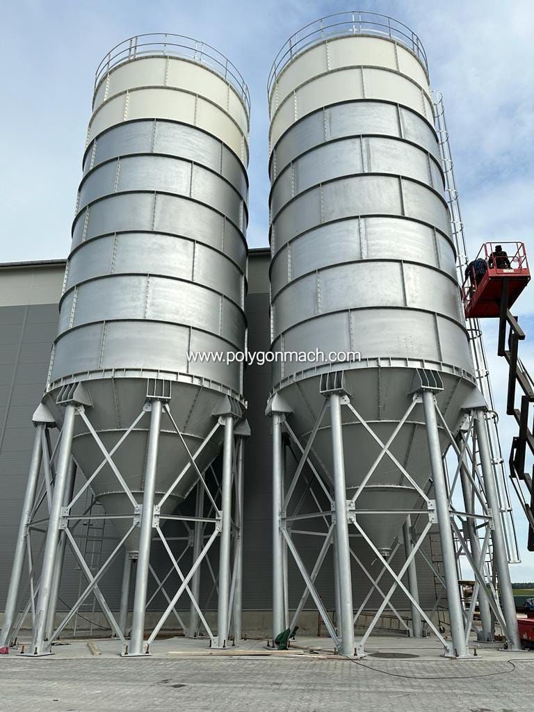 Cement silo - Polygonmach - cone-bottom / for powders / industrial