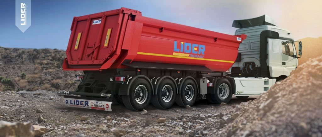 Dump semi-trailer - lider trailer - 3-axle / with inertia braking