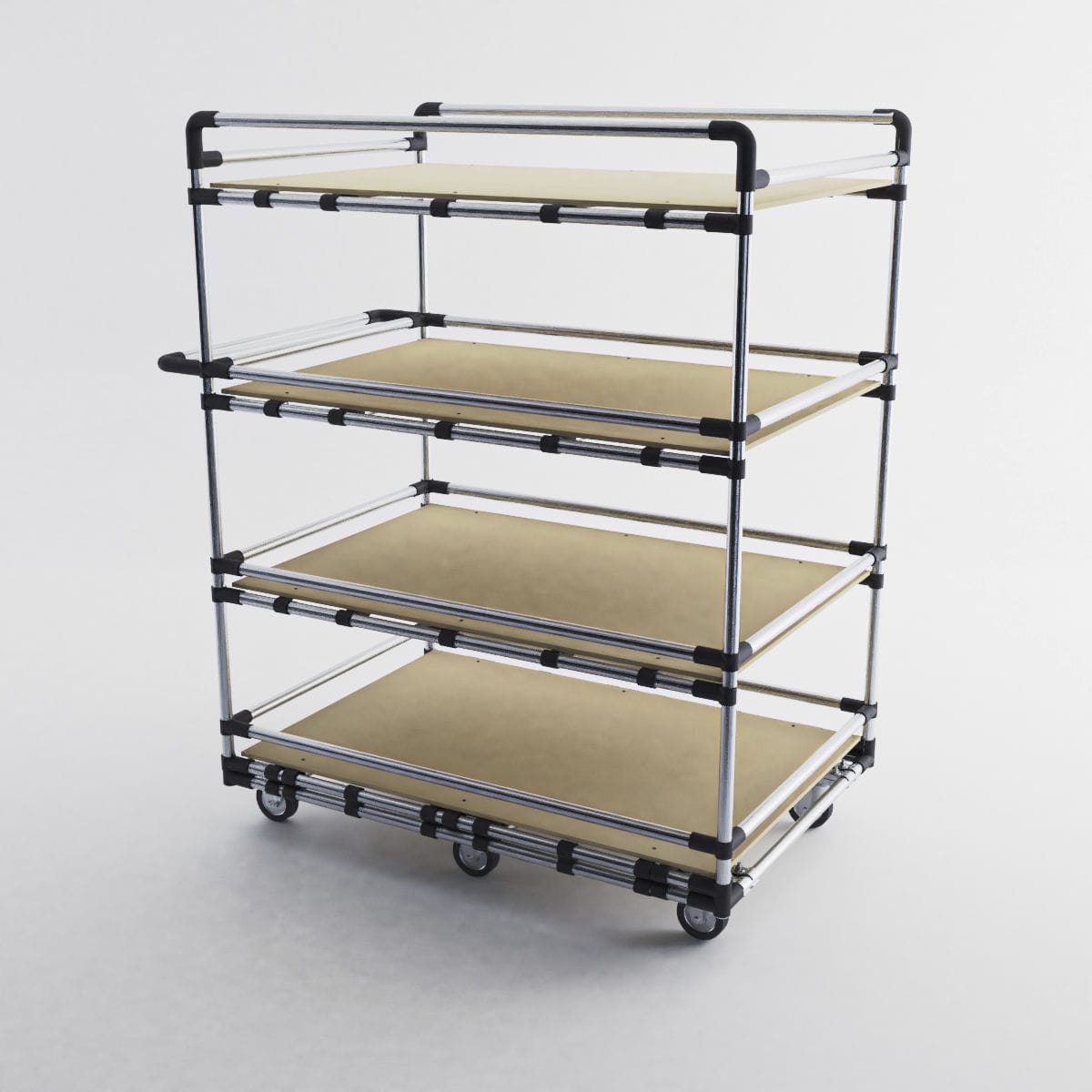 Storage cart - LOG-0201 - OPEX FACTORY - steel / 4 levels / profile
