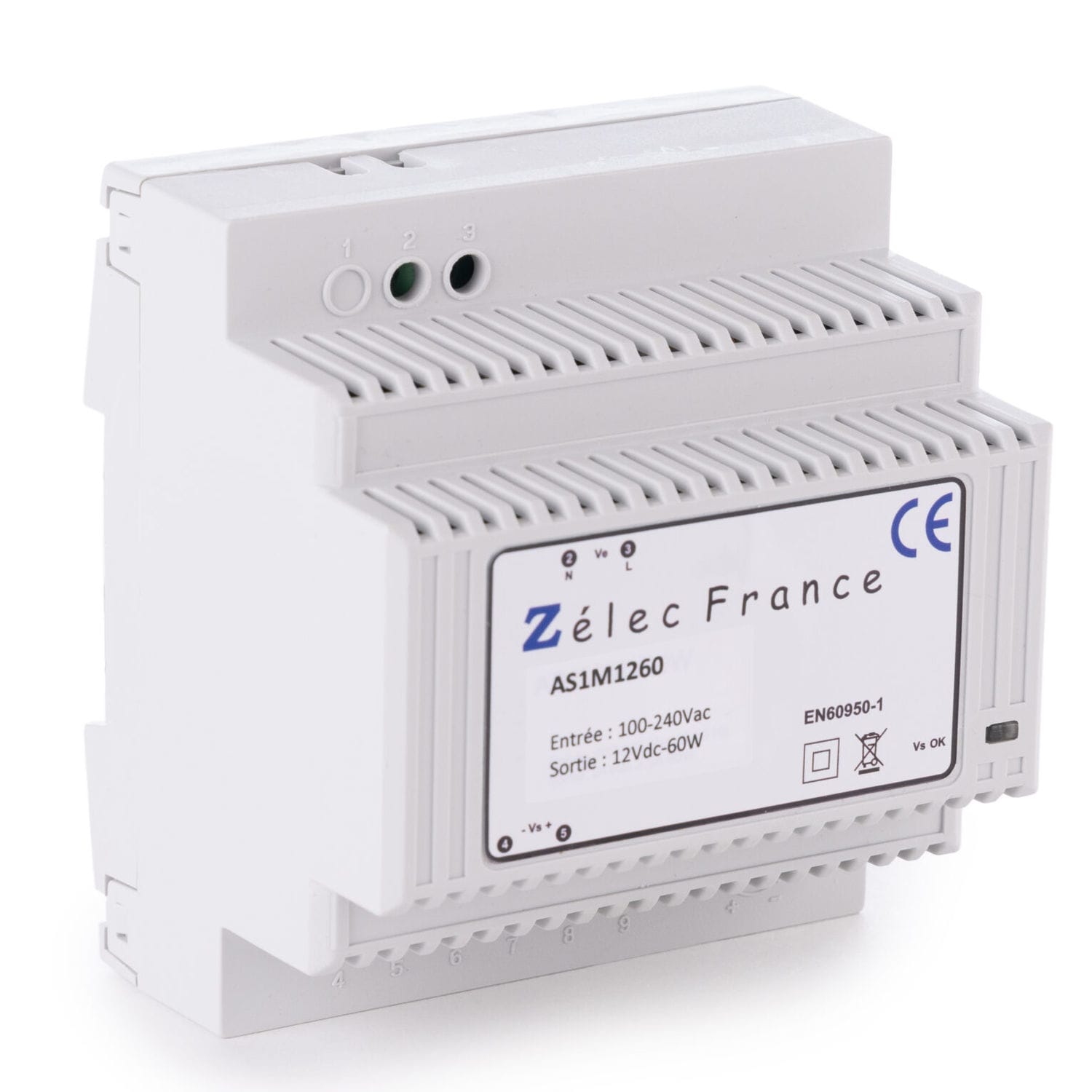 Switching power supply - AS1M1260 - ZELEC - DIN rail / AC/DC / stabilized