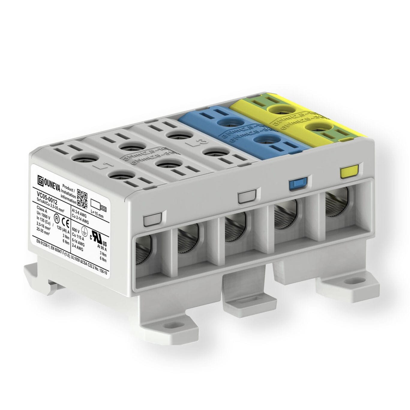 Power terminal block - VC05-0012 - ZELEC - DIN rail-mounted / screw ...