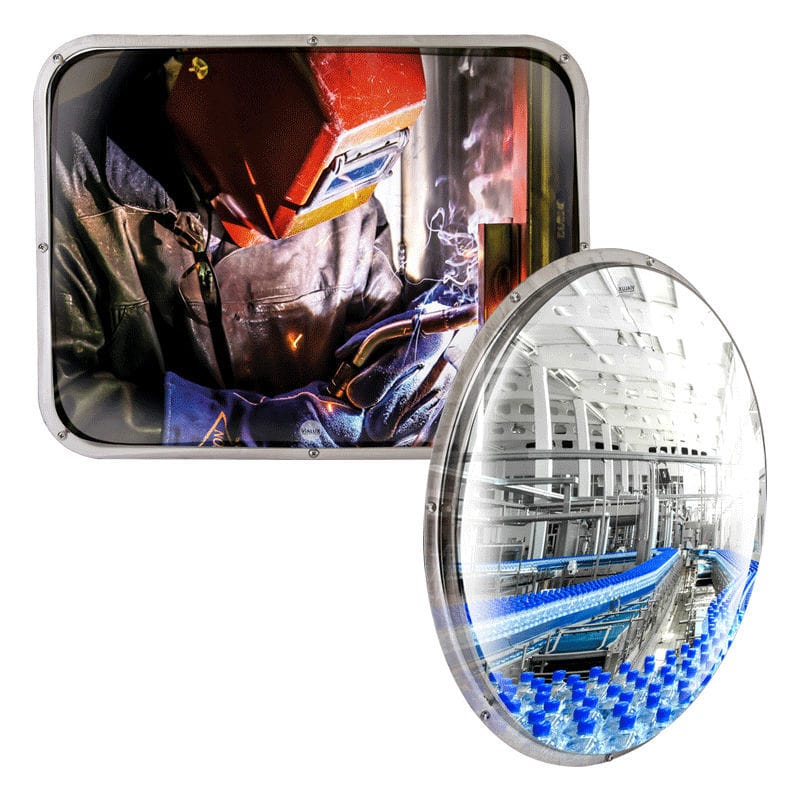 Convex array mirror - 814 - Vialux - round / rectangular / stainless steel