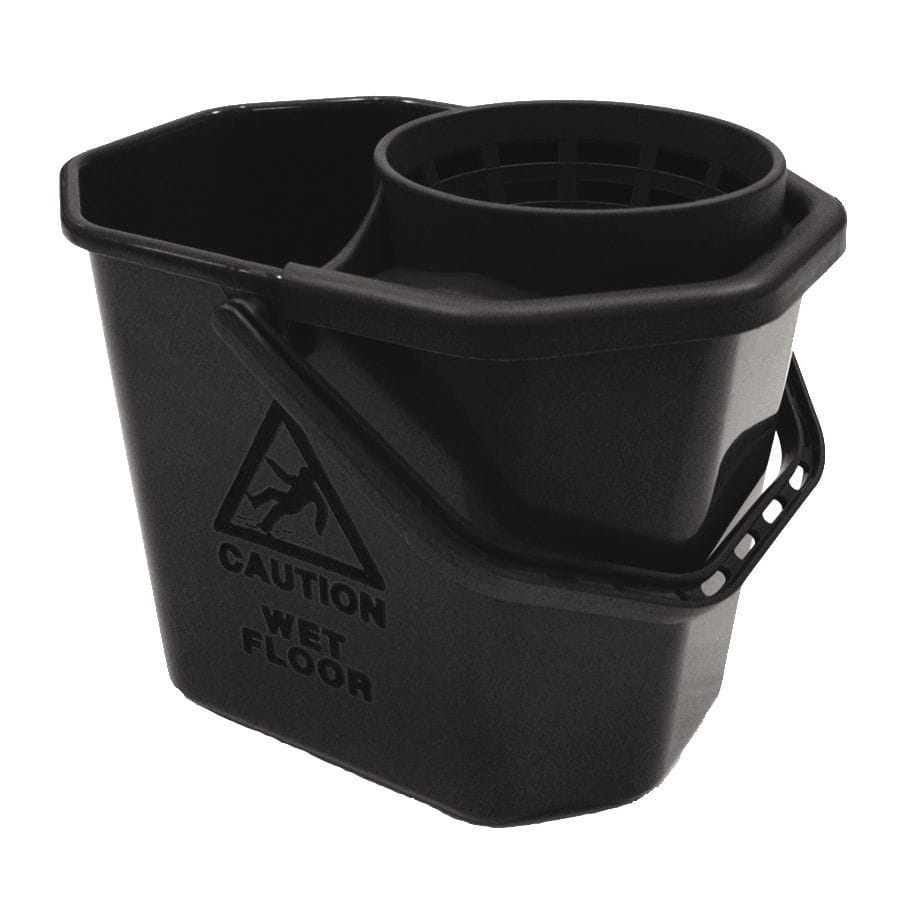 Pail with mop wringer - ICA - plastic / rectangular / with handle