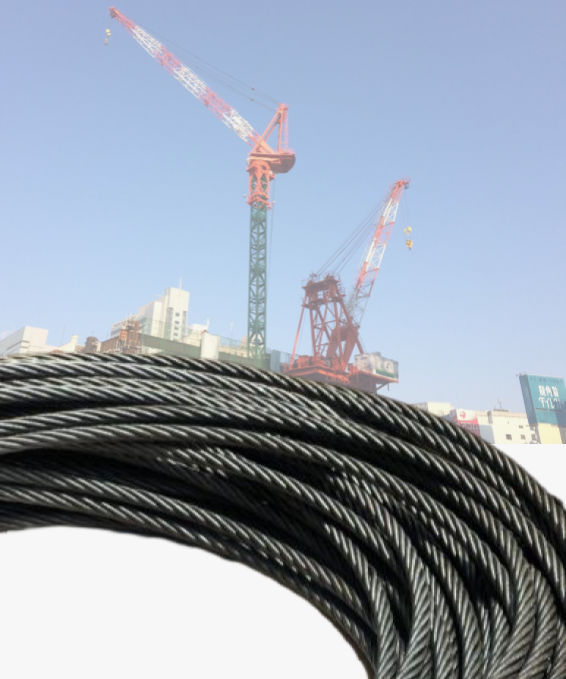 Tower crane hoist cable - C.F.WIREROPE, LTD - steel / flexible / long-lasting
