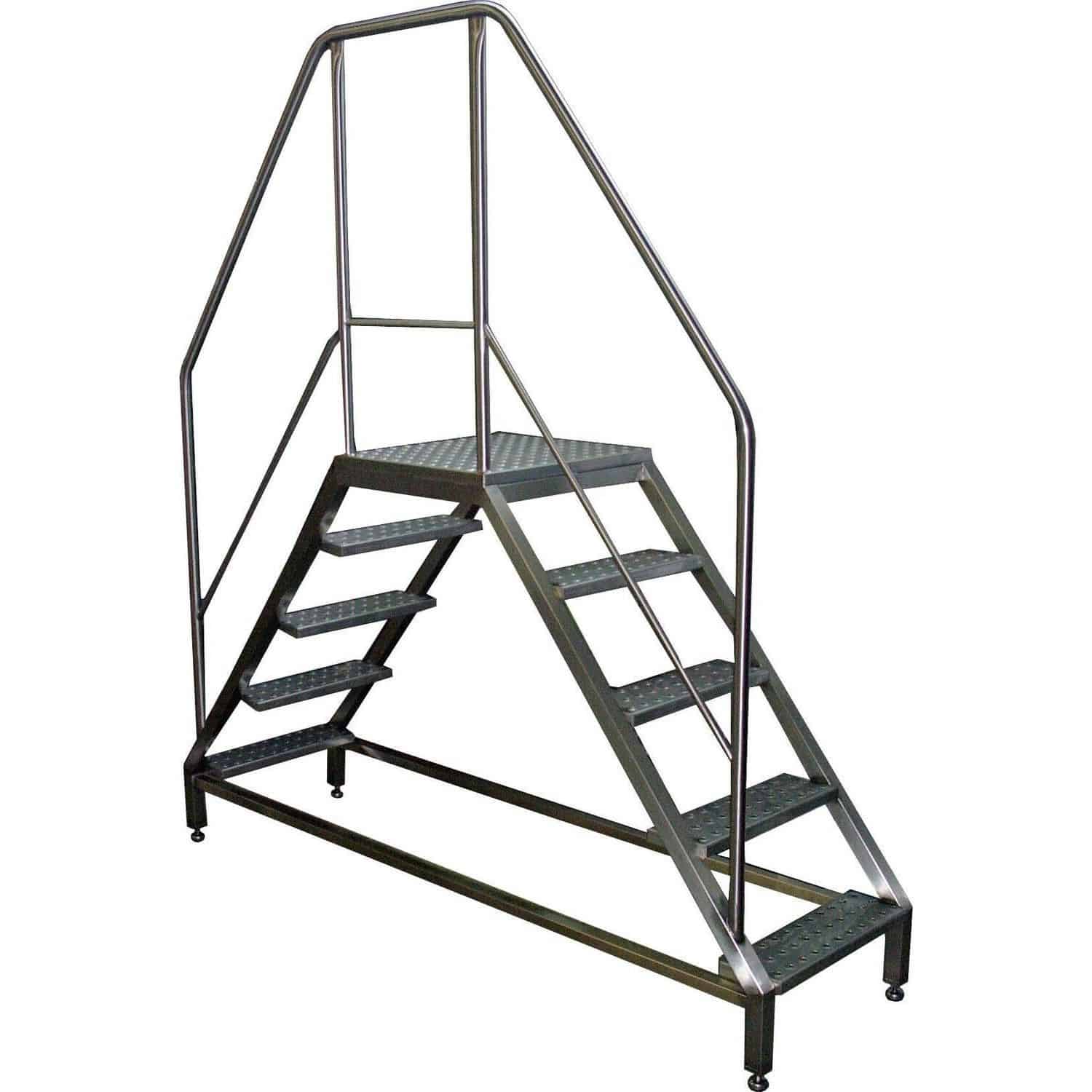Mobile step ladder - Schweyer - steel / 4-step