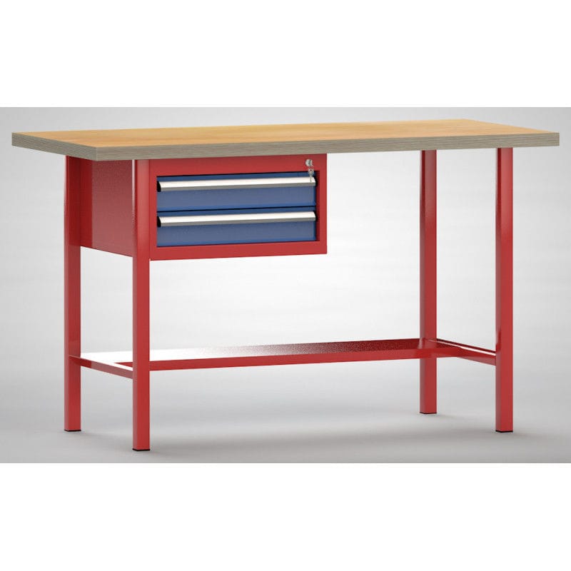 Beech workbench - ERGO - KLW LUTZ - for workshops / 2-drawer / with shelves