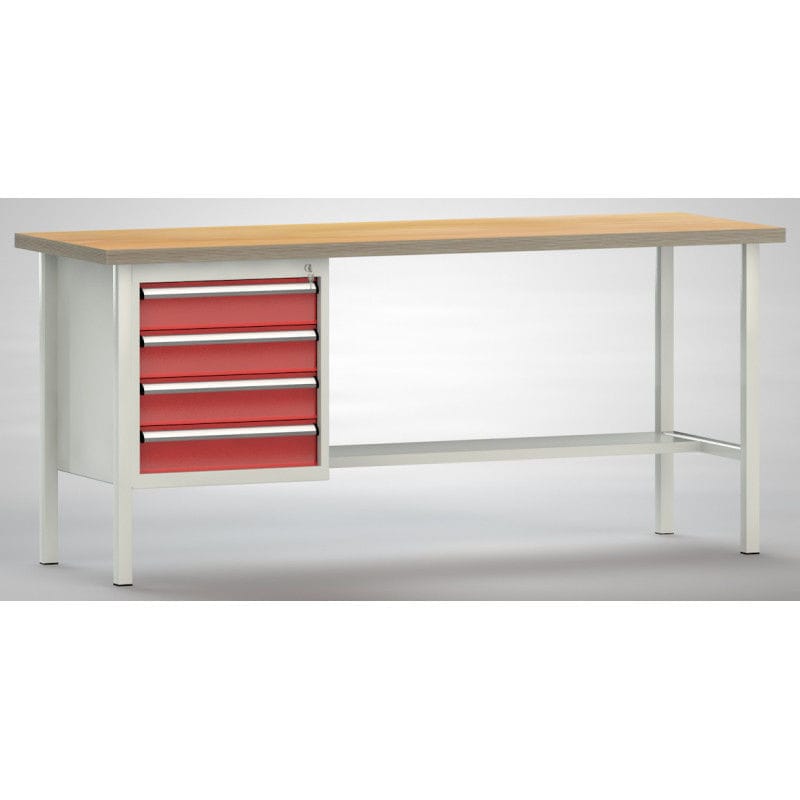 Beech workbench - ERGO - KLW LUTZ - for workshops / 4-drawer / metal