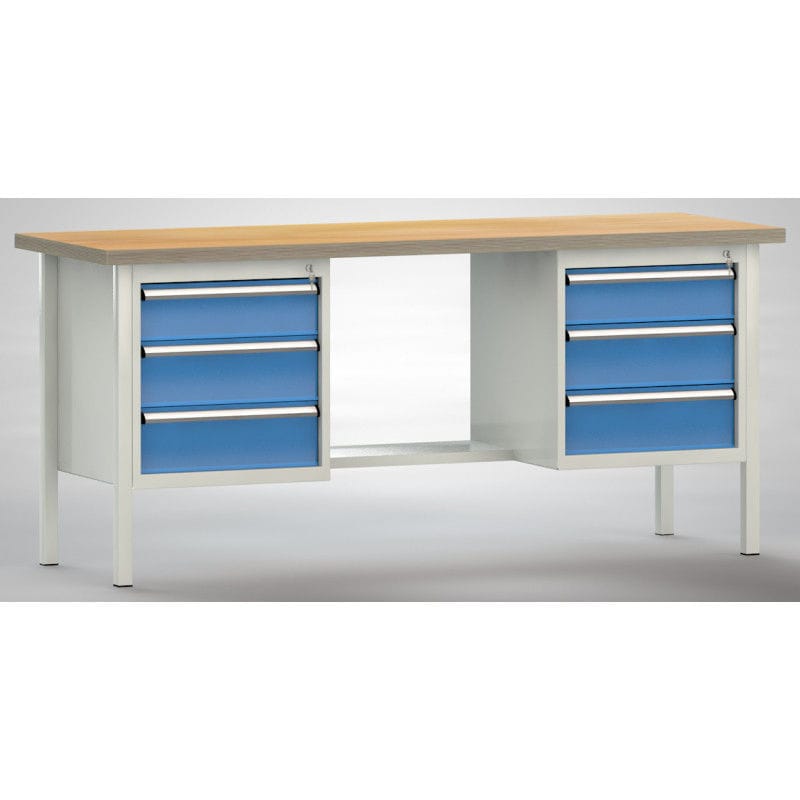 Beech workbench - WS202E-2000M40-E2002 - KLW LUTZ - for workshops / 6 ...