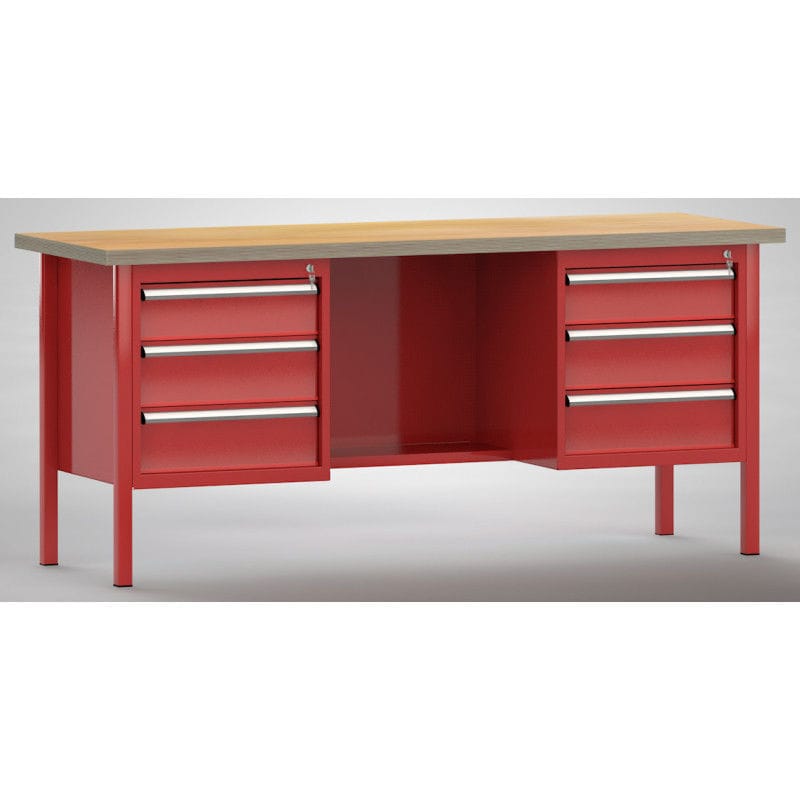 Beech workbench - WS205E-2000M40-E2002 - KLW LUTZ - for workshops / 6 ...