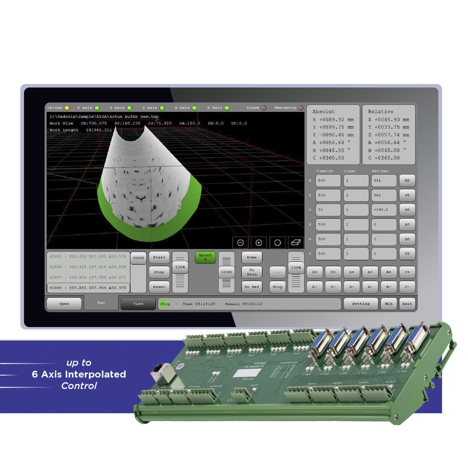 CNC software interface - XYZABC Router - Radonix Technology - 5-axis ...