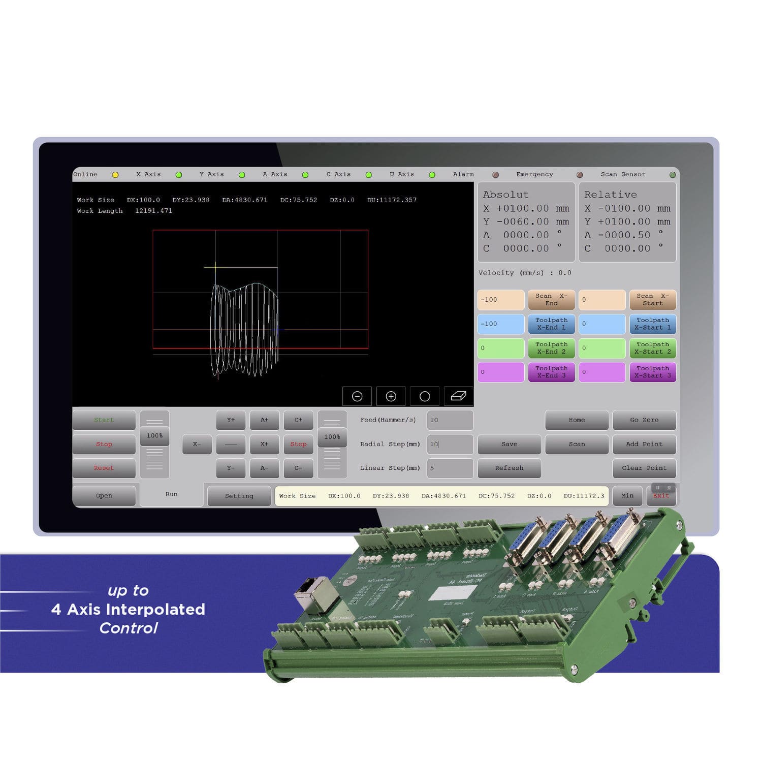 CNC software interface - XYAC-Hammer - Radonix Technology - 4-axis / for hammering machine