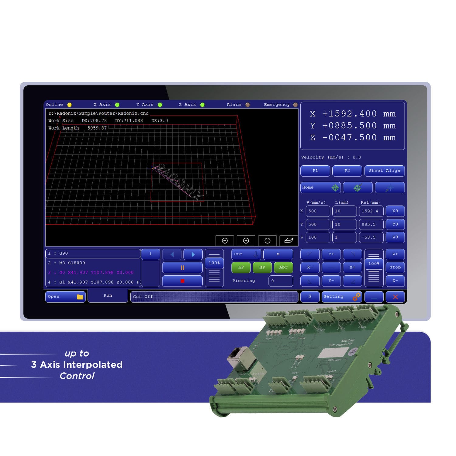 CNC software interface - XYZ-WaterJet - Radonix Technology - 3-axis / for cutting machines