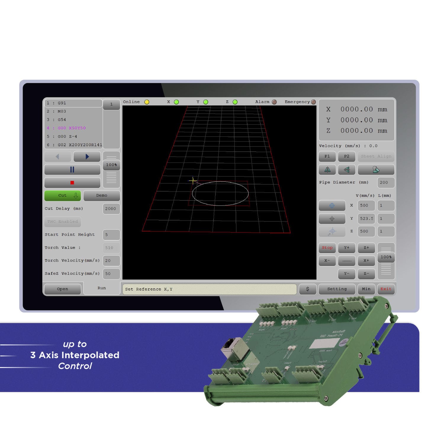 CNC software interface - XYZ Pipe Cutter - Radonix Technology - 3-axis ...