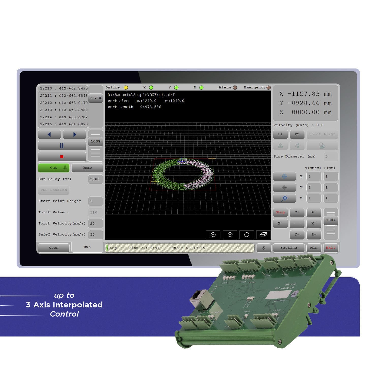 CNC software interface - XYZ Plasma - Radonix Technology - 3-axis / with torch Height control ...