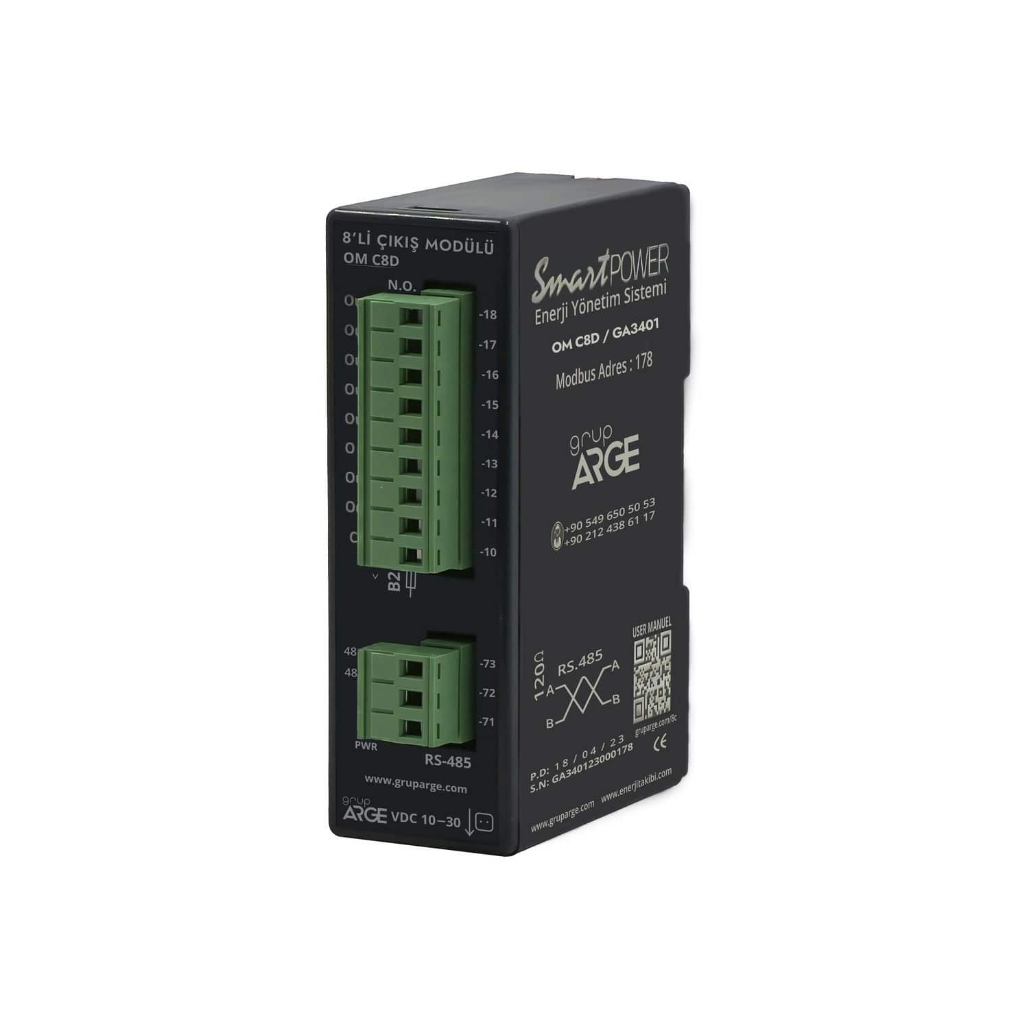 Modbus RTU output module - OM C8D - Grup Arge Energy and Control Systems - 8 relay outputs