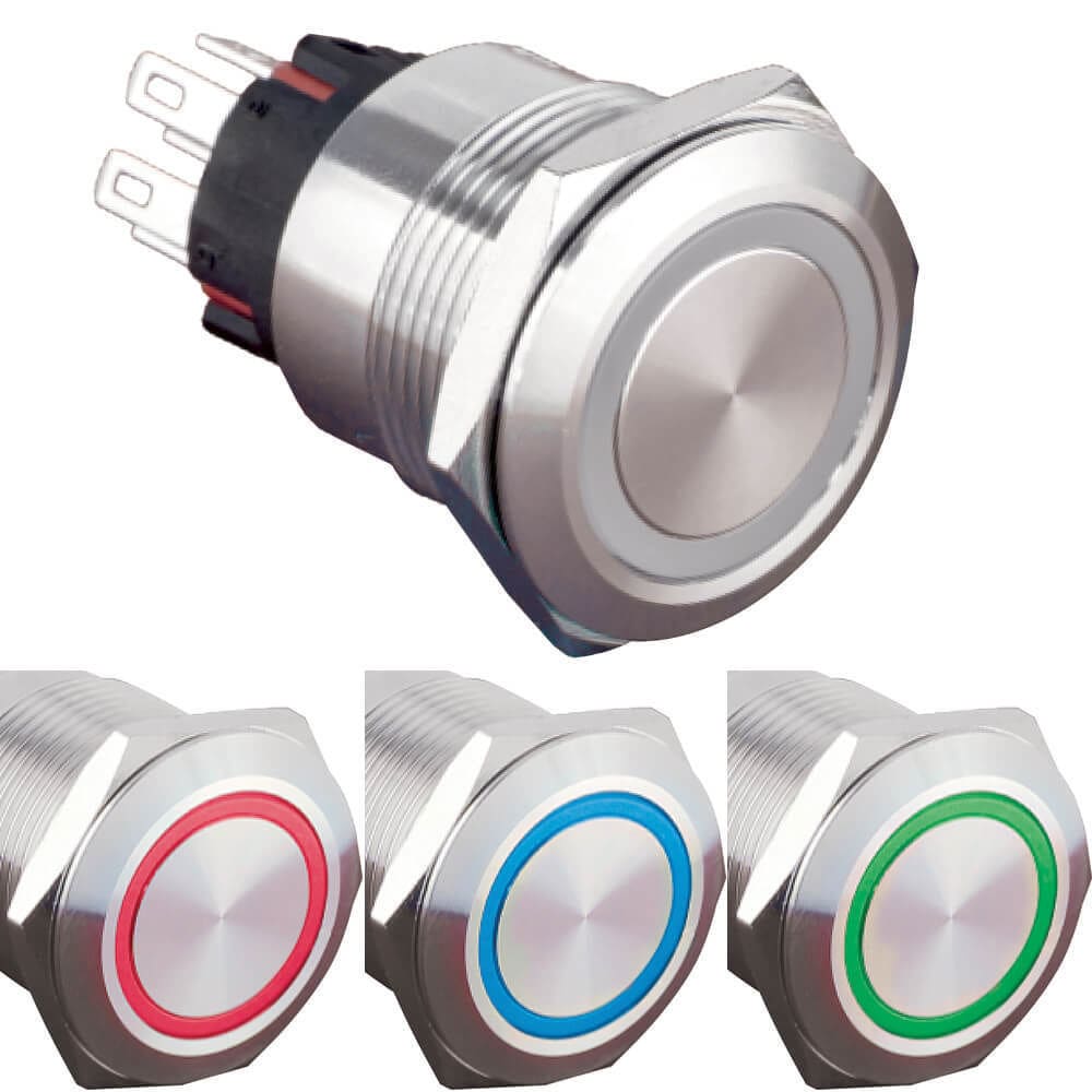 IK09 push-button switch - CBP22-2CM-RGB series - Lettel - IP65 / vandal ...